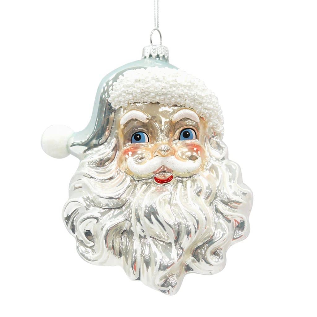 Santa Face With Blue Hat Ornament - Christmas Store