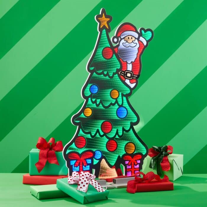 Santa With Tree Infinity Lit Decor - Christmas Store