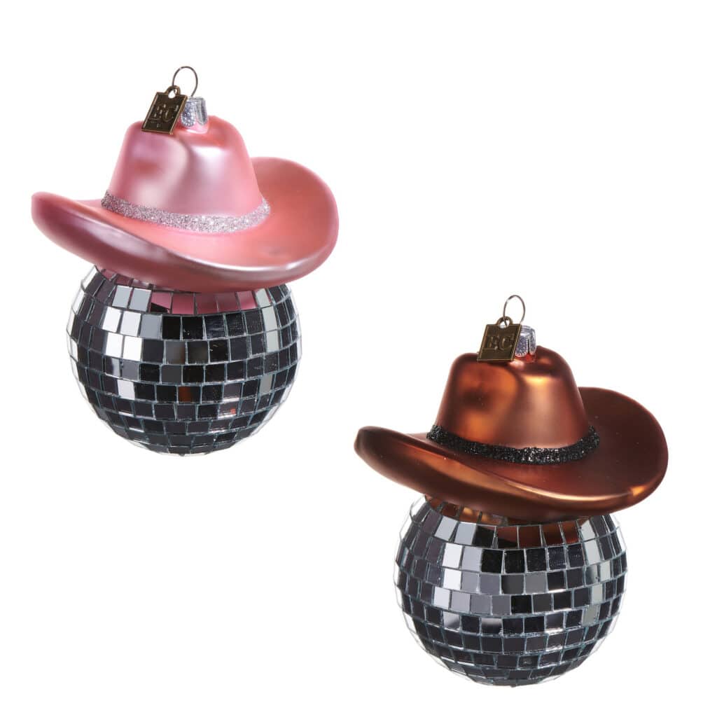 Mirror Ball Cowboy Hat Ornament - Christmas Store